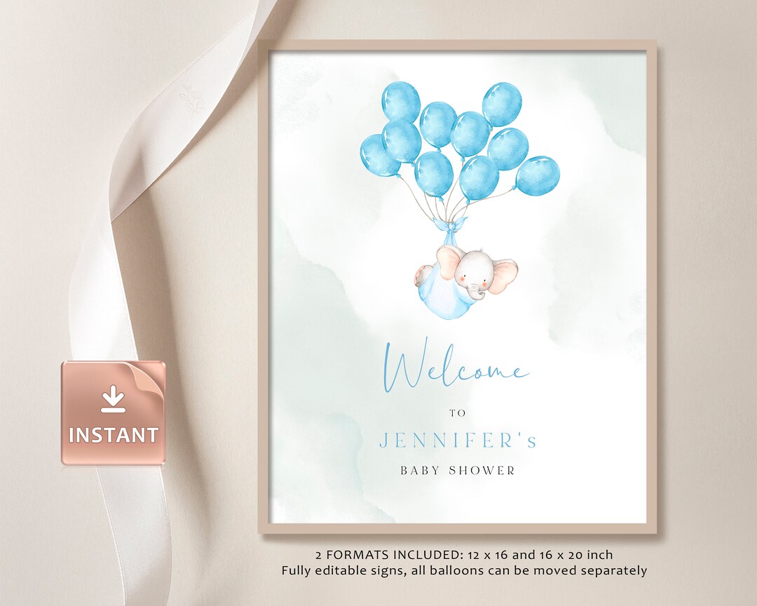 DUKE - Balloon Boy Baby Shower Welcome Sign, Baby Shower Sign, Editable ...