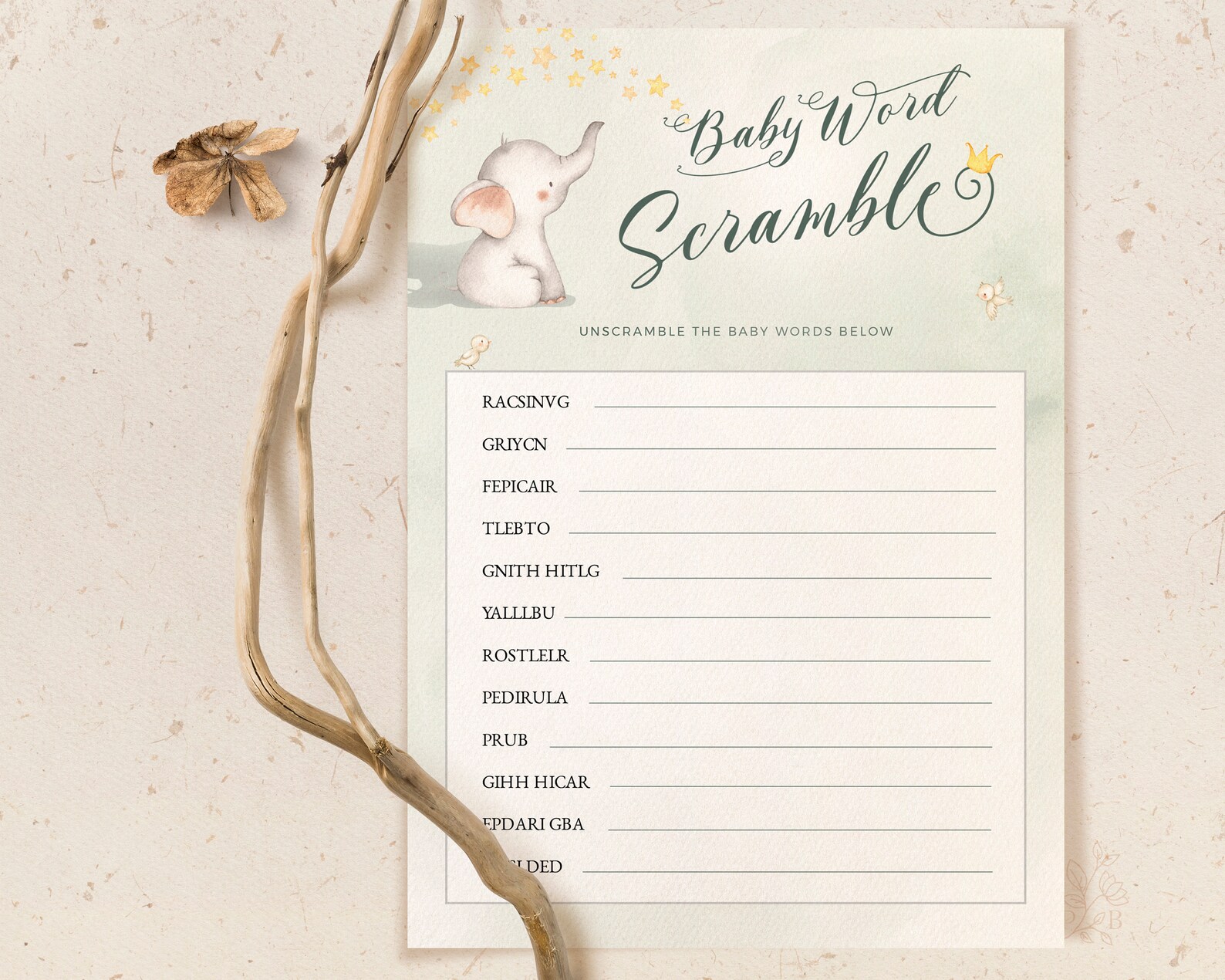 Baby Word Scramble Baby Shower Game Printable Baby Shower | Etsy