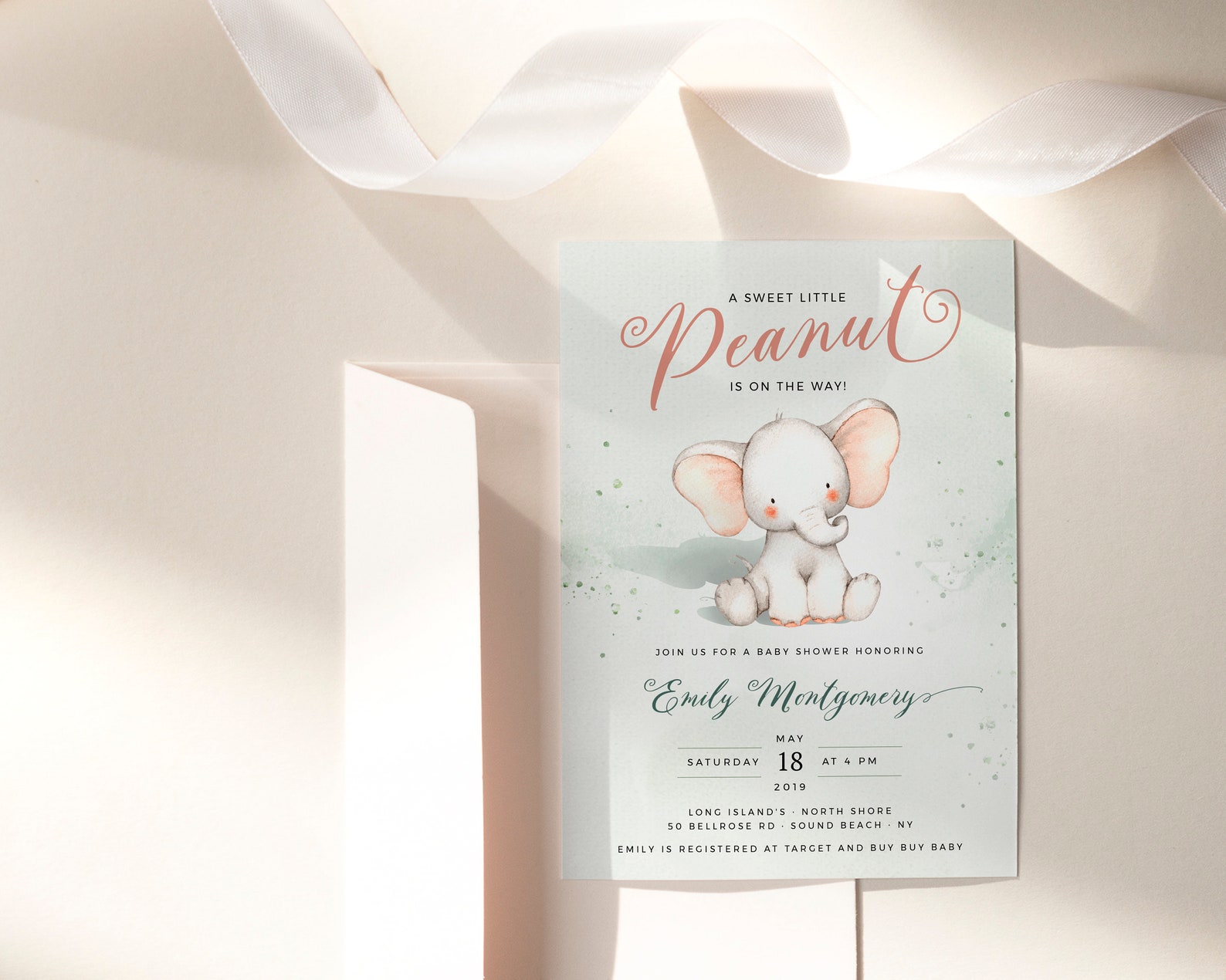 Elephant Baby Shower Invitation Printable Invite Set DIY | Etsy