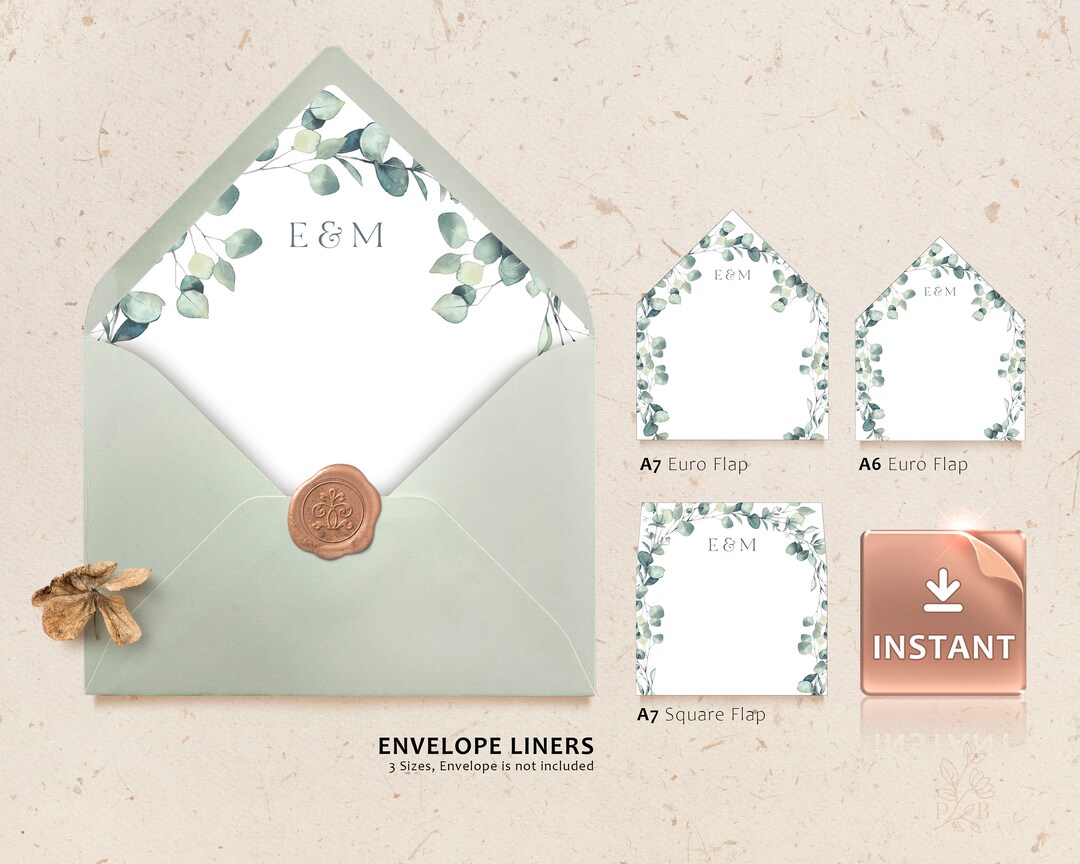 LAILA - Printable Envelope Liner, A6 and A7 Euro Flap & Square Flap ...
