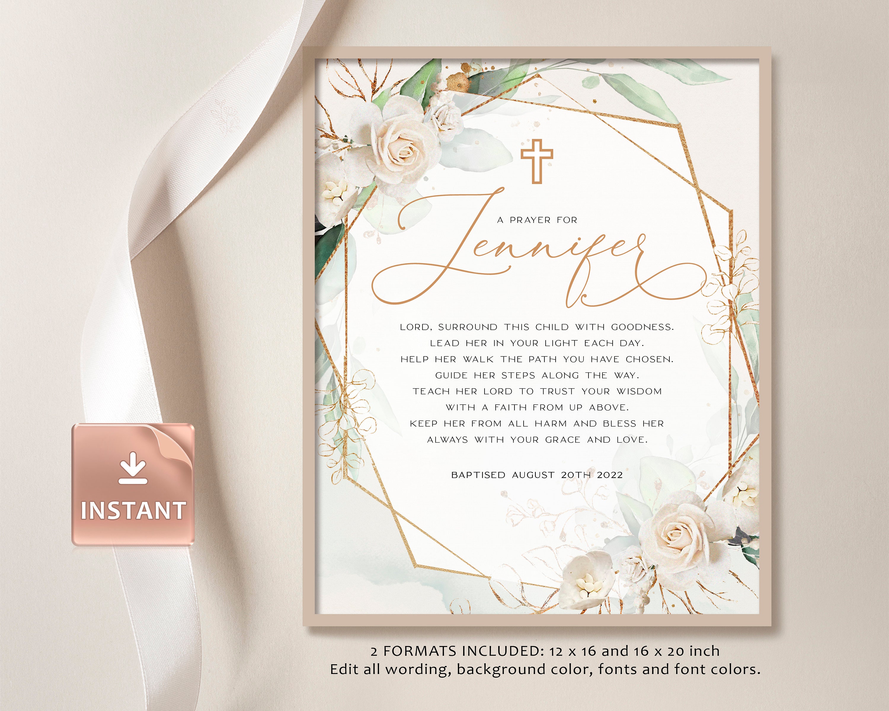 MARCI Gender Neutral Baptism Prayer Sign Personalized | Etsy