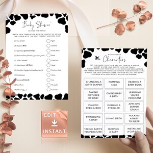 Cow Print Baby Shower Games Editable Pack Farm Animal Themed ...