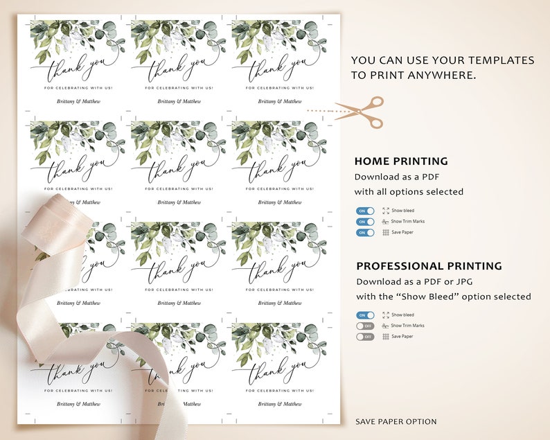 REESE Boho Favor Tags Template Bohemian Gift Tags Greenery - Etsy