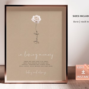 White Rose in Loving Memory Sign, Loving Memory Wedding Sign, Printable ...