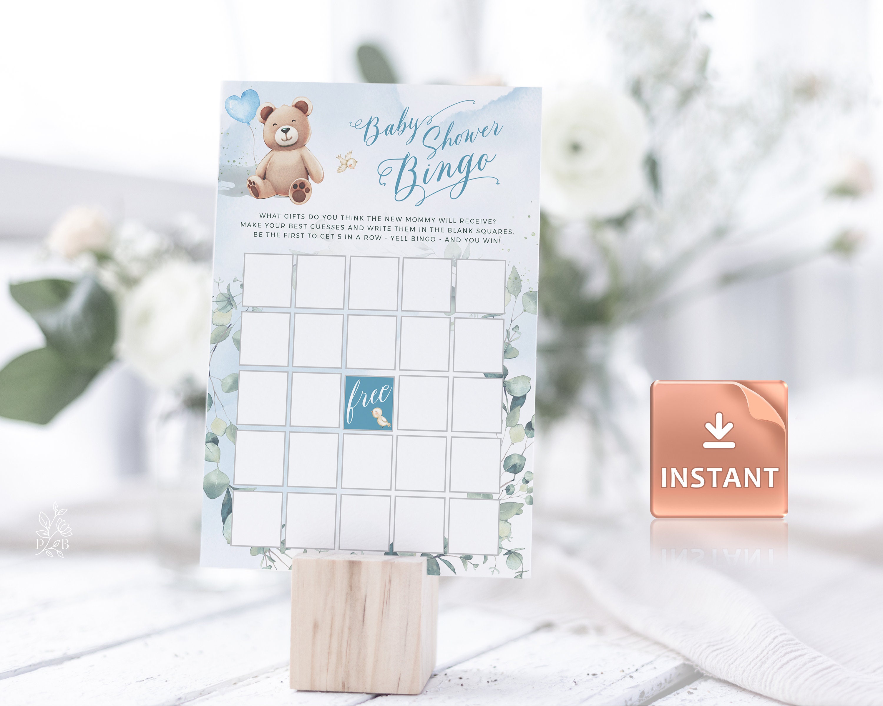 FUZZY Blue Bear Baby Shower Games Editable Baby Shower - Etsy