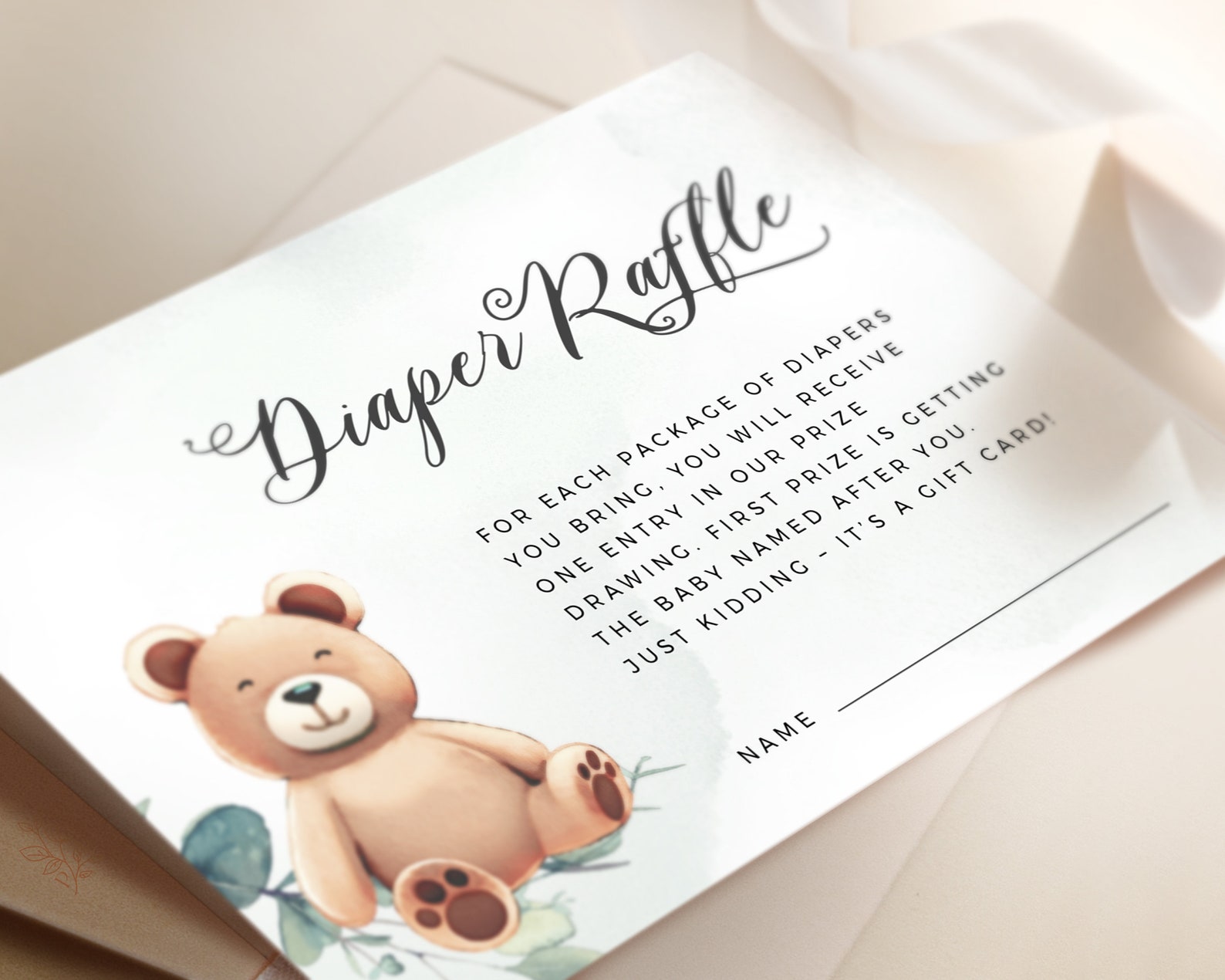 FUZZY Diaper Raffle Insert Baby Shower Baby Shower | Etsy