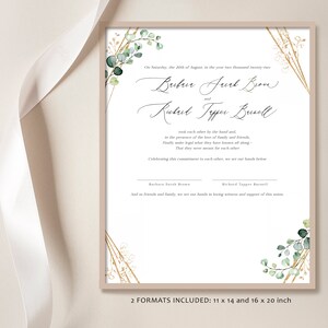 ELISA Calligraphy Greenery Marriage Certificate Template, Printable ...