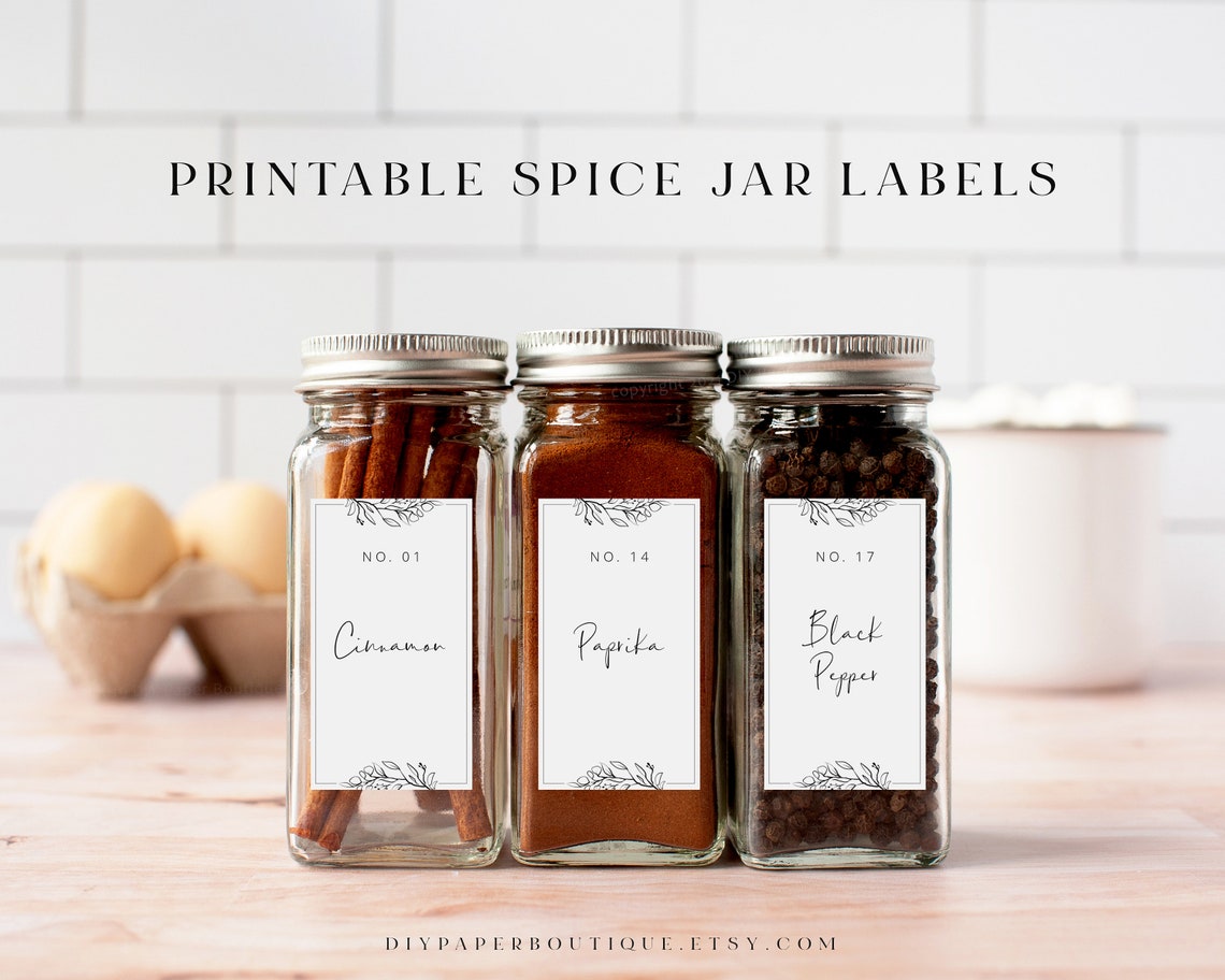 Editable Spice Jar Labels Template Edgy Font Minimalist Jar | Etsy