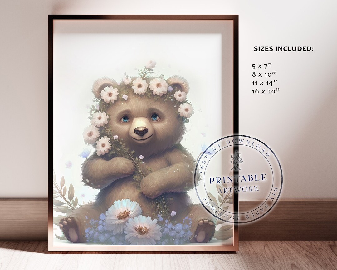 Baby Bear Nursery Art PRINTABLE Nursery Wall Art Bear Wall Art Kid Room ...