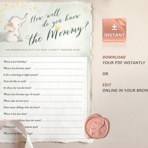 How Well Do You Know Mommy Baby Shower Game, Printable Baby Shower ...
