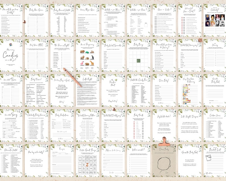 60 Editable Baby Shower Games Bundle (digital Download) - Etsy