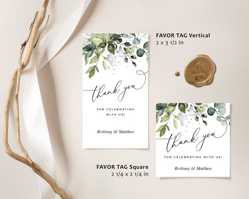 REESE Boho Favor Tags Template Bohemian Gift Tags Greenery | Etsy