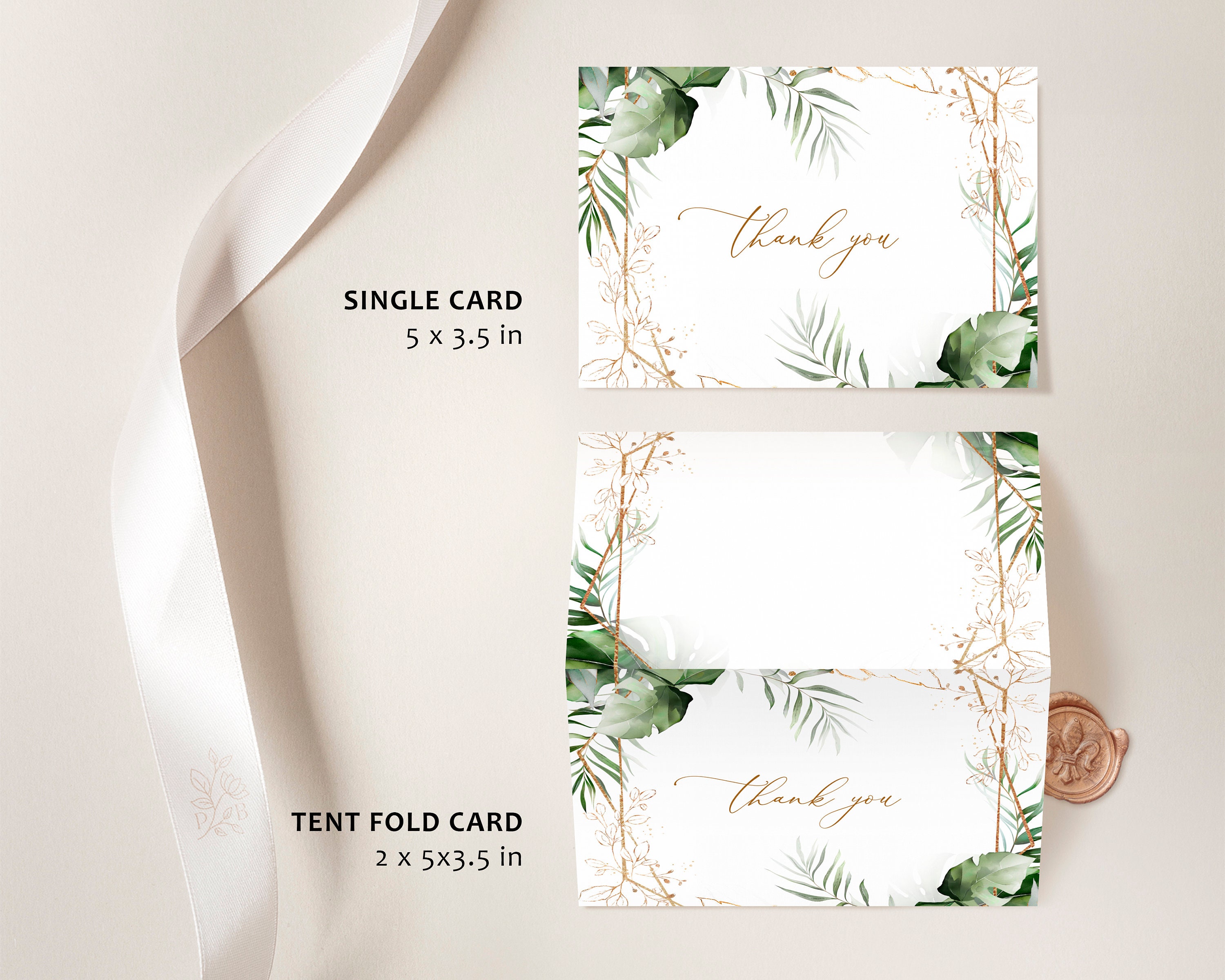 PAIGE Tropical Thank You Card Printable Botanical Greenery - Etsy