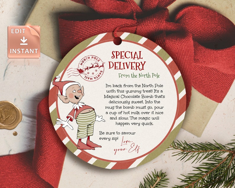 Elf Special Delivery Tags Elf Ideas Kisses Poop Editable Treat - Etsy