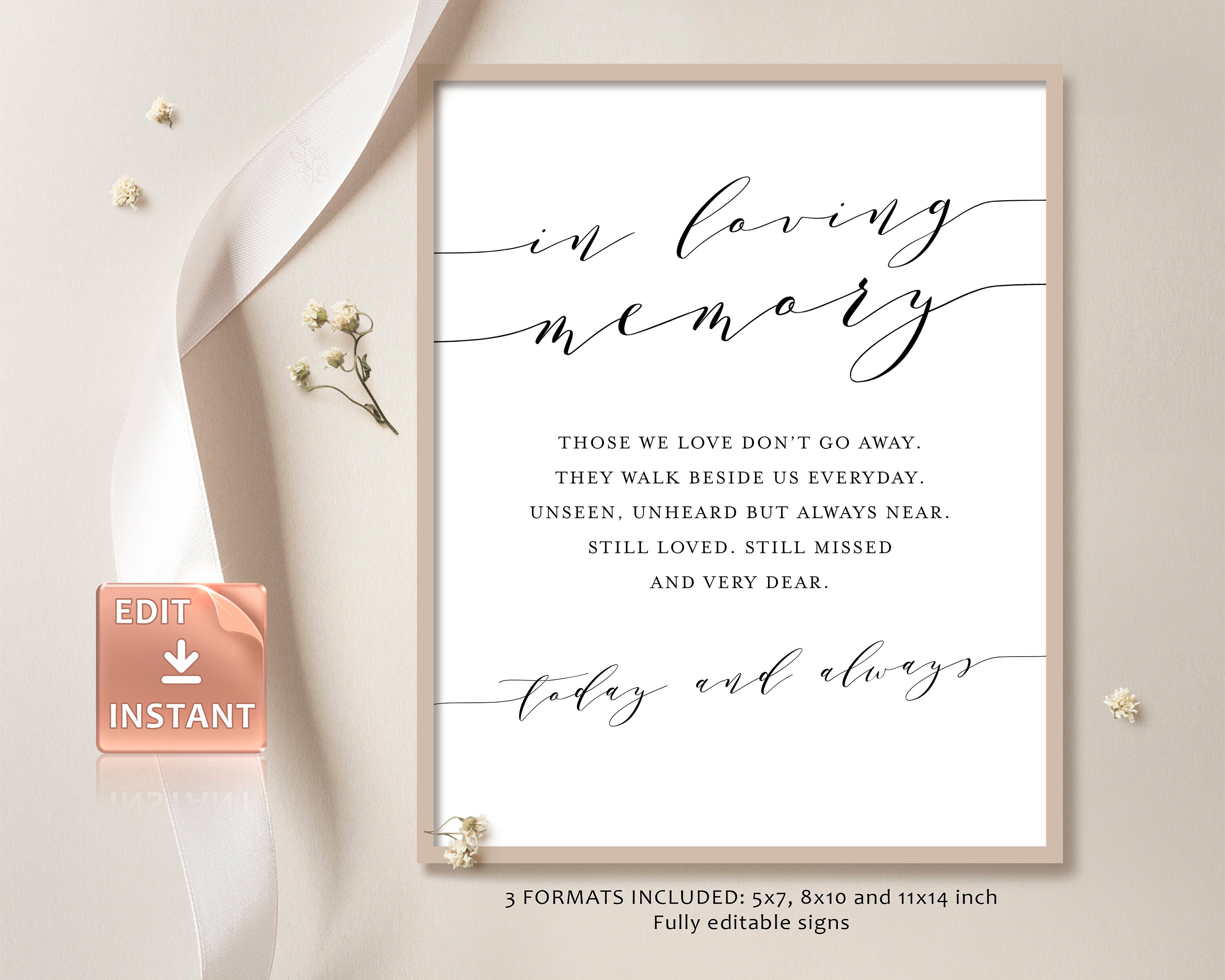 ELLE Minimalist In Loving Memory Sign Loving Memory Wedding | Etsy