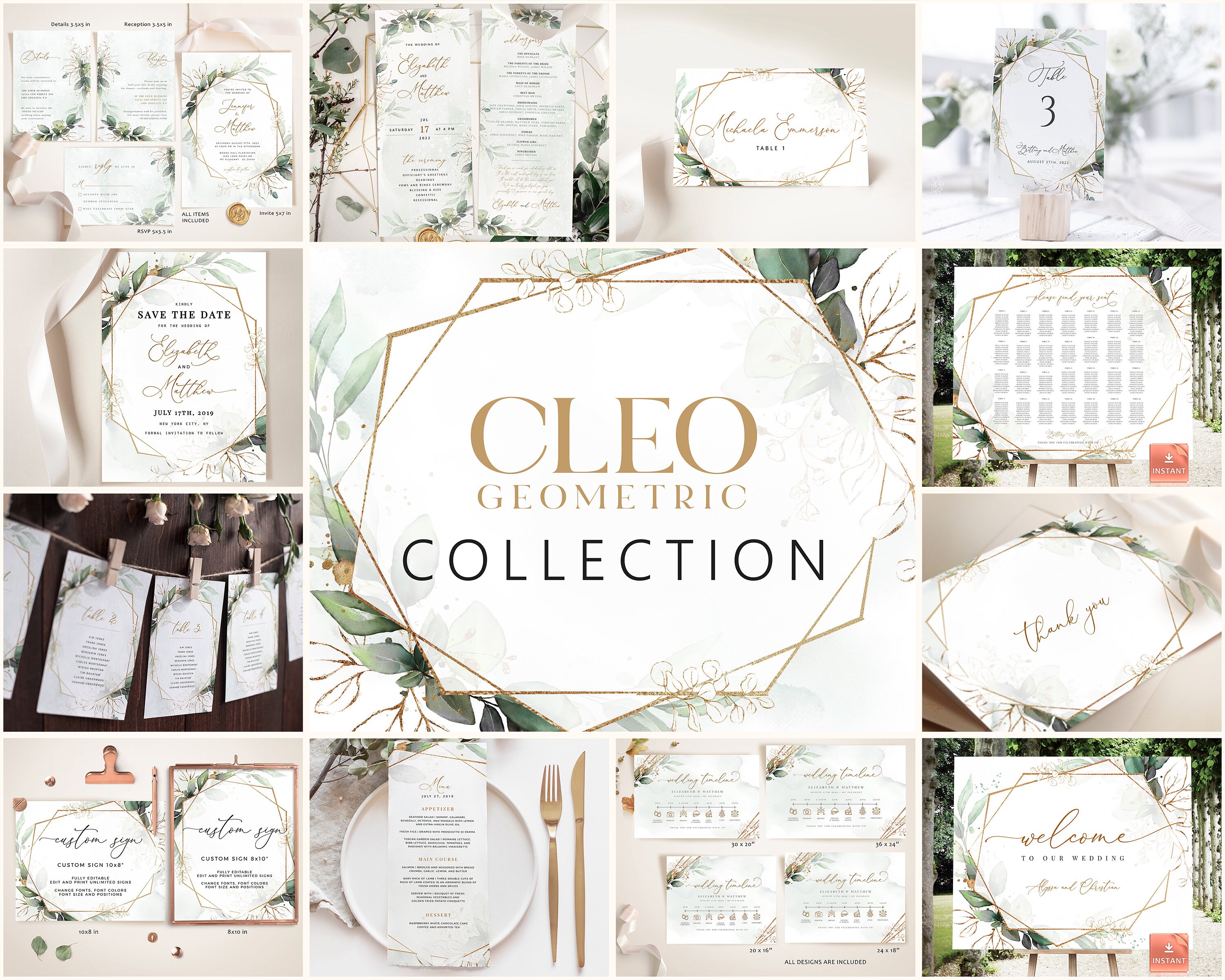 Weddig Editable Wedding Stationery Customizable Digital Download Boho 