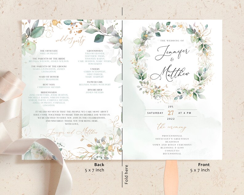 CLEO Bohemian Wedding Program Fan Template Editable - Etsy