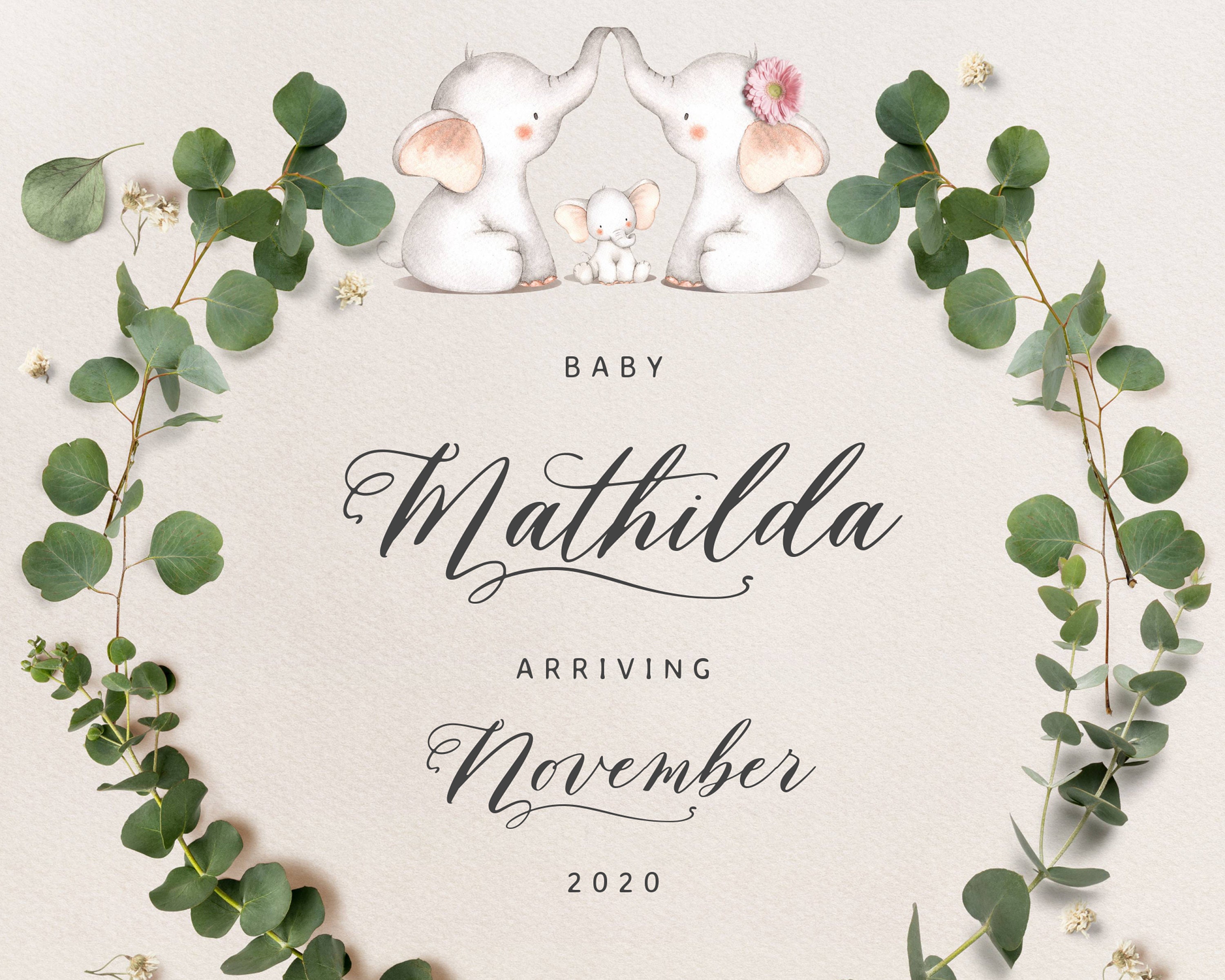 Editable Elephant Baby Announcement: Gender Neutral Social Media ...