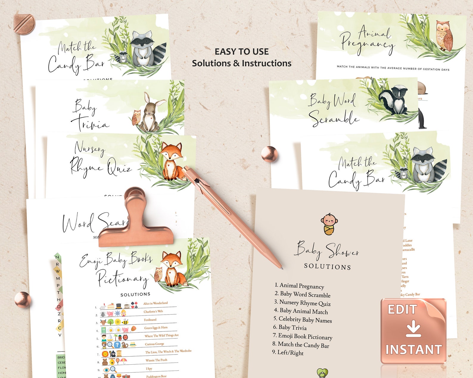 WOODLAND Emoji Pictionary 34 Printable Baby Shower Games, Who Said It ...