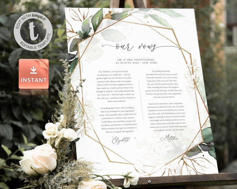 Geometric Wedding Vows Art: Anniversary Keepsake (digital Download) - Etsy