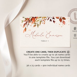 SIENNA - Fall Table Name Cards, Name Signs, Autumn Wedding Table Signs ...