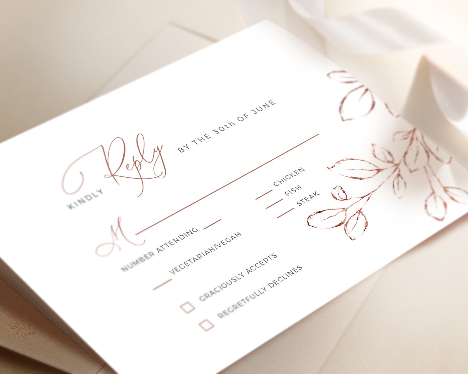 SIRI Rose Gold Wedding Invitation Templates Boho Rosegold - Etsy
