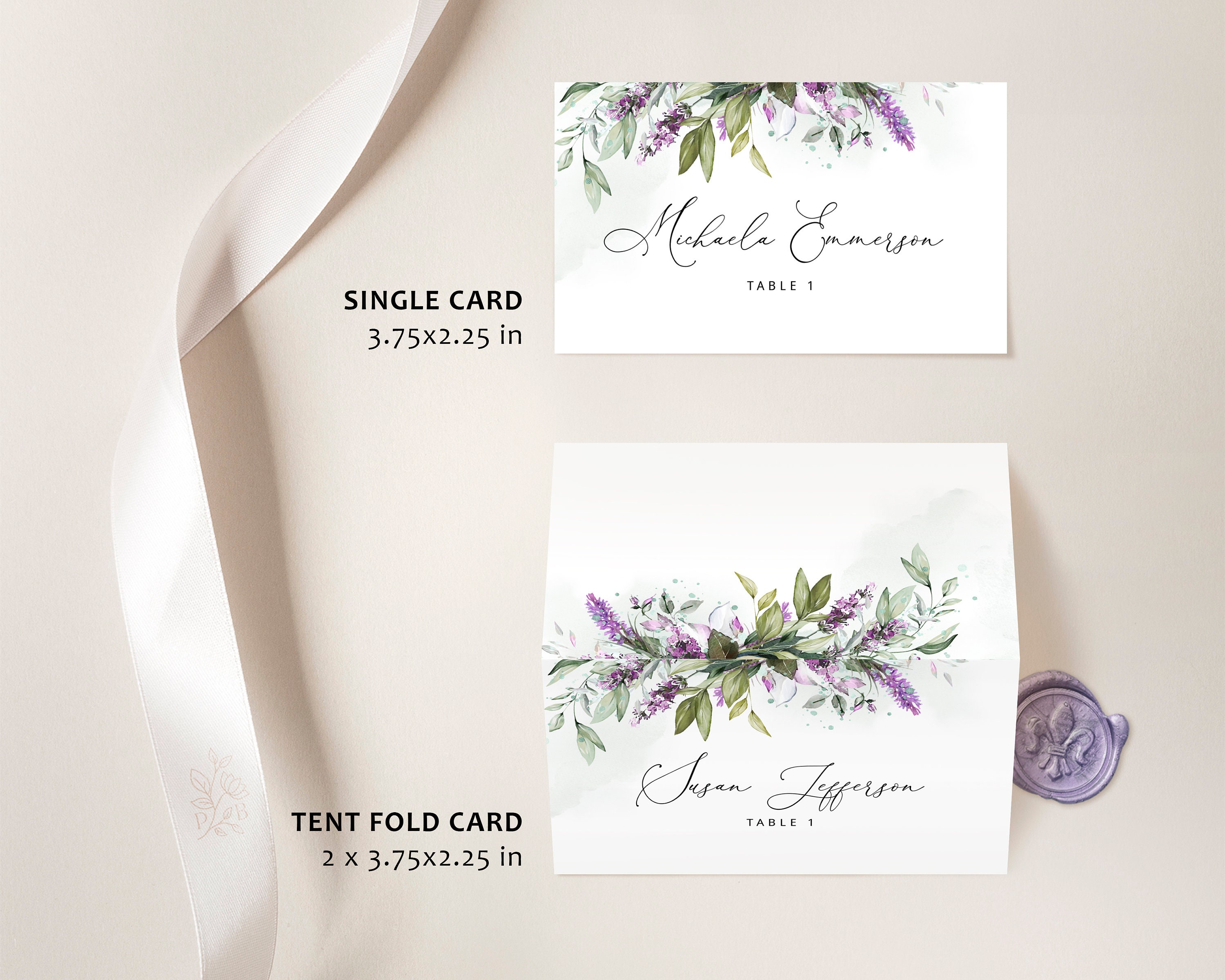 LAMI Lavender Table Name Card Purple Wedding Place Cards | Etsy