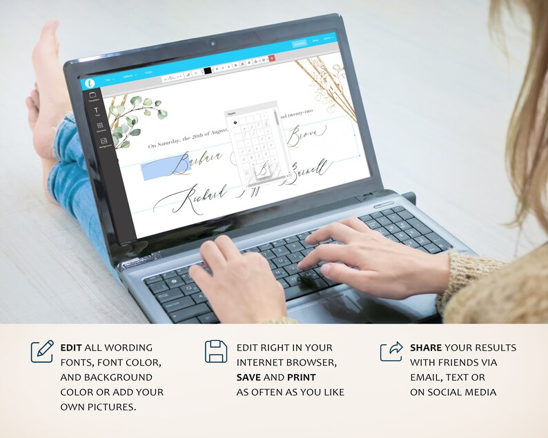 ELISA Calligraphy Greenery Marriage Certificate Template - Etsy