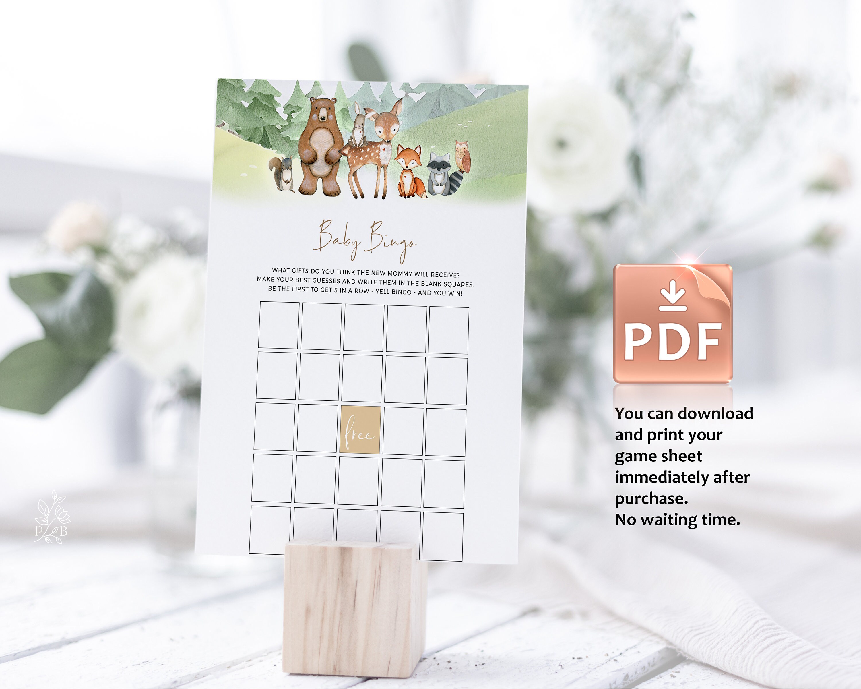 Woodland Forrest Printable Baby Bingo Game Baby Shower | Etsy