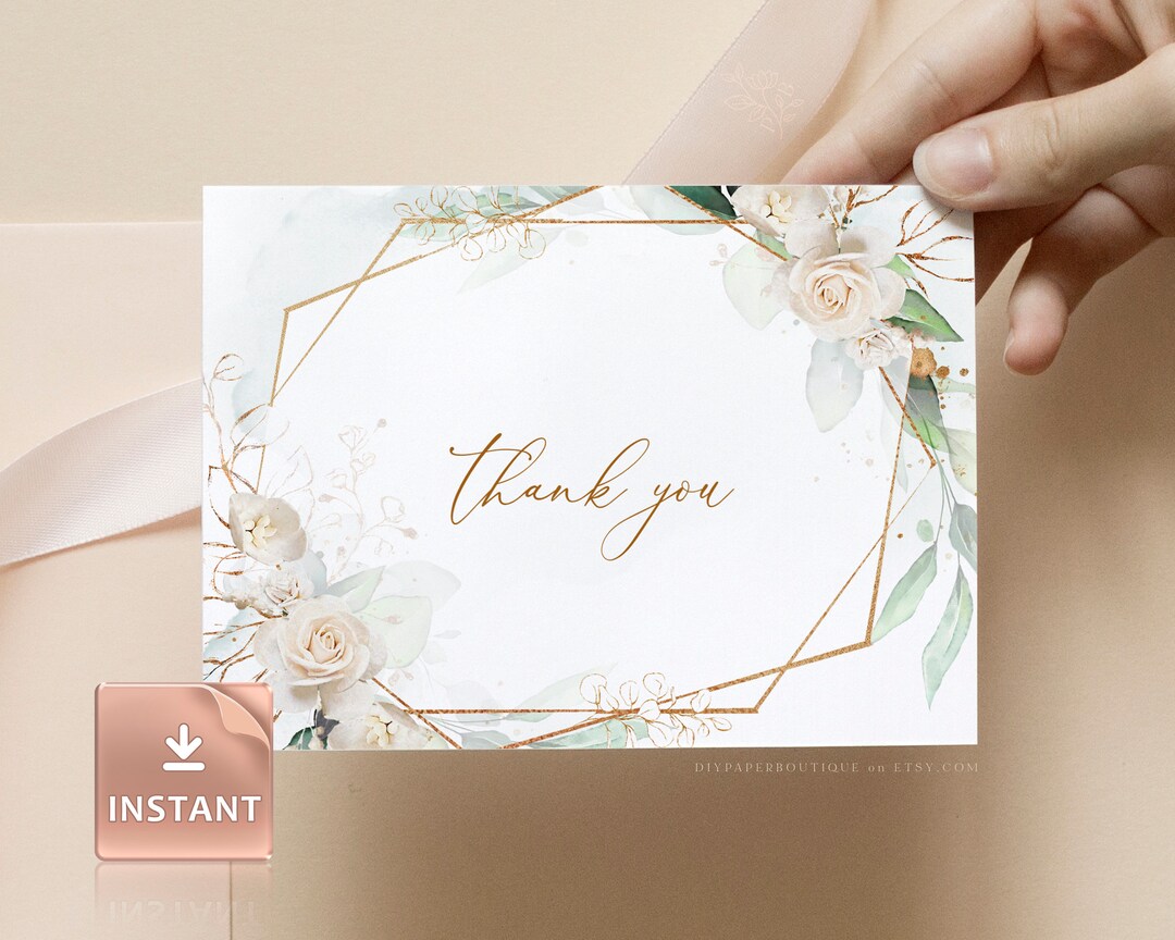 MARCI - Geometrical Thank You Card, Printable Thank You Cards, Thank ...