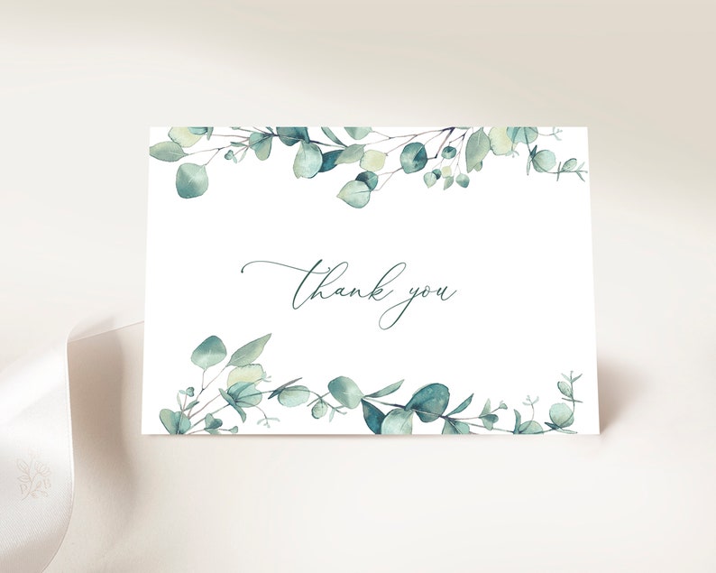 LAILA Printable Thank You Card Eucalyptus Watercolor | Etsy