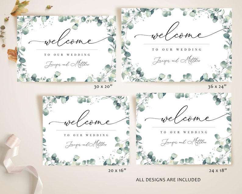 LAILA Eucalyptus Wedding Welcome Sign Large Welcome Sign | Etsy