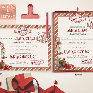 Editable Santa Claus Official Nice List Certificate Letter From Desk ...