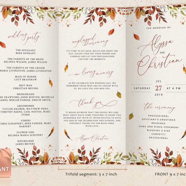 Fall Wedding Program - Etsy