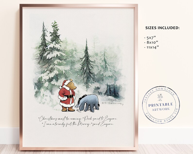 Pooh and Eeyore Christmas Quote Print: Classic Nursery Art (digital ...