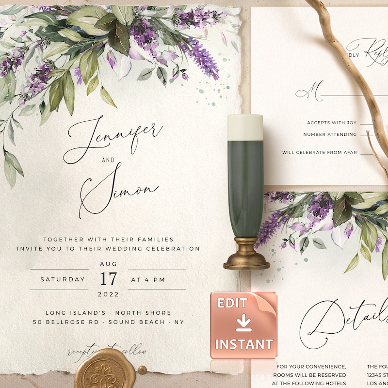 Lavender Wedding Invitation - Etsy