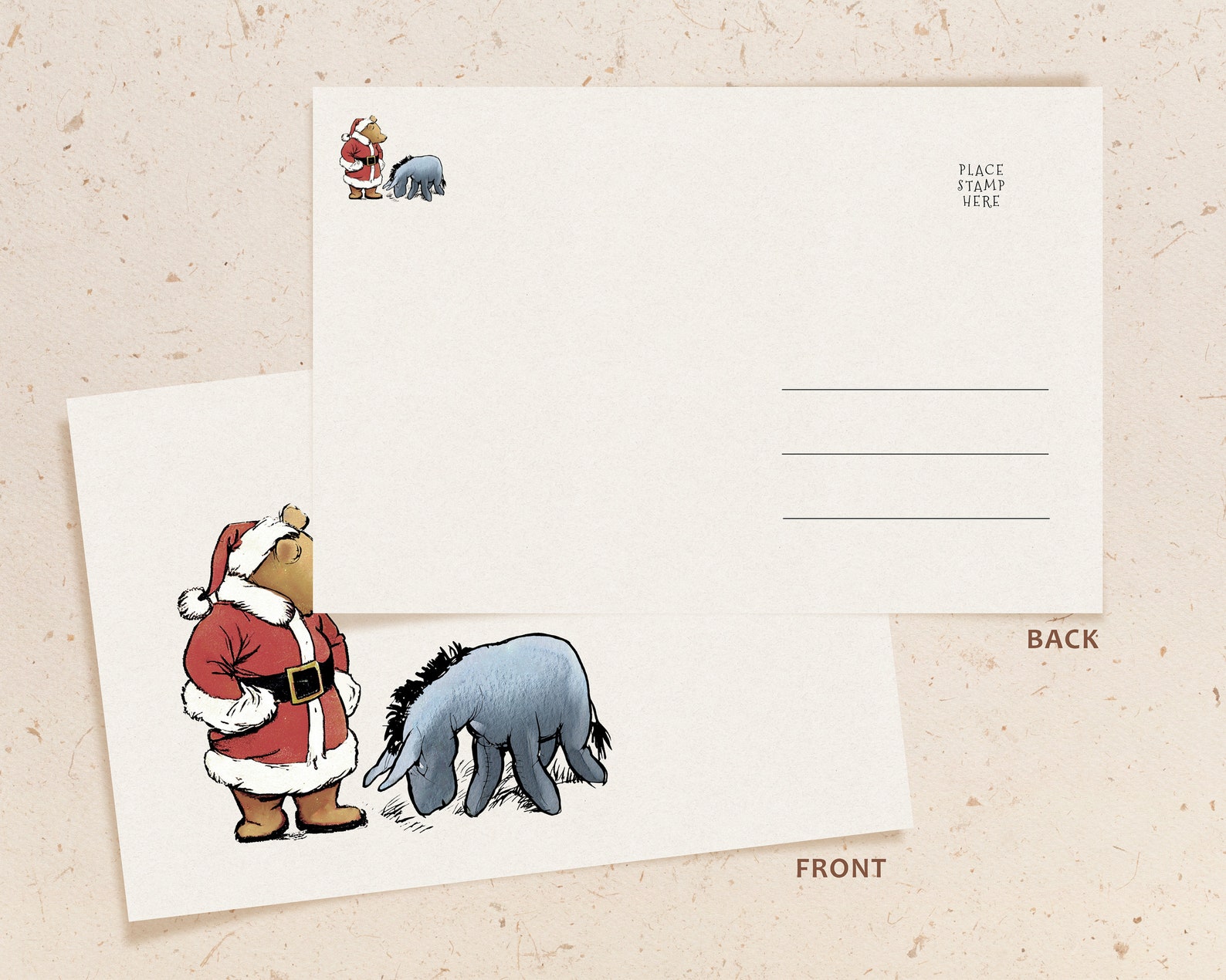 Winnie-the-pooh Christmas Card Printable, Digital Postcards, Pooh ...