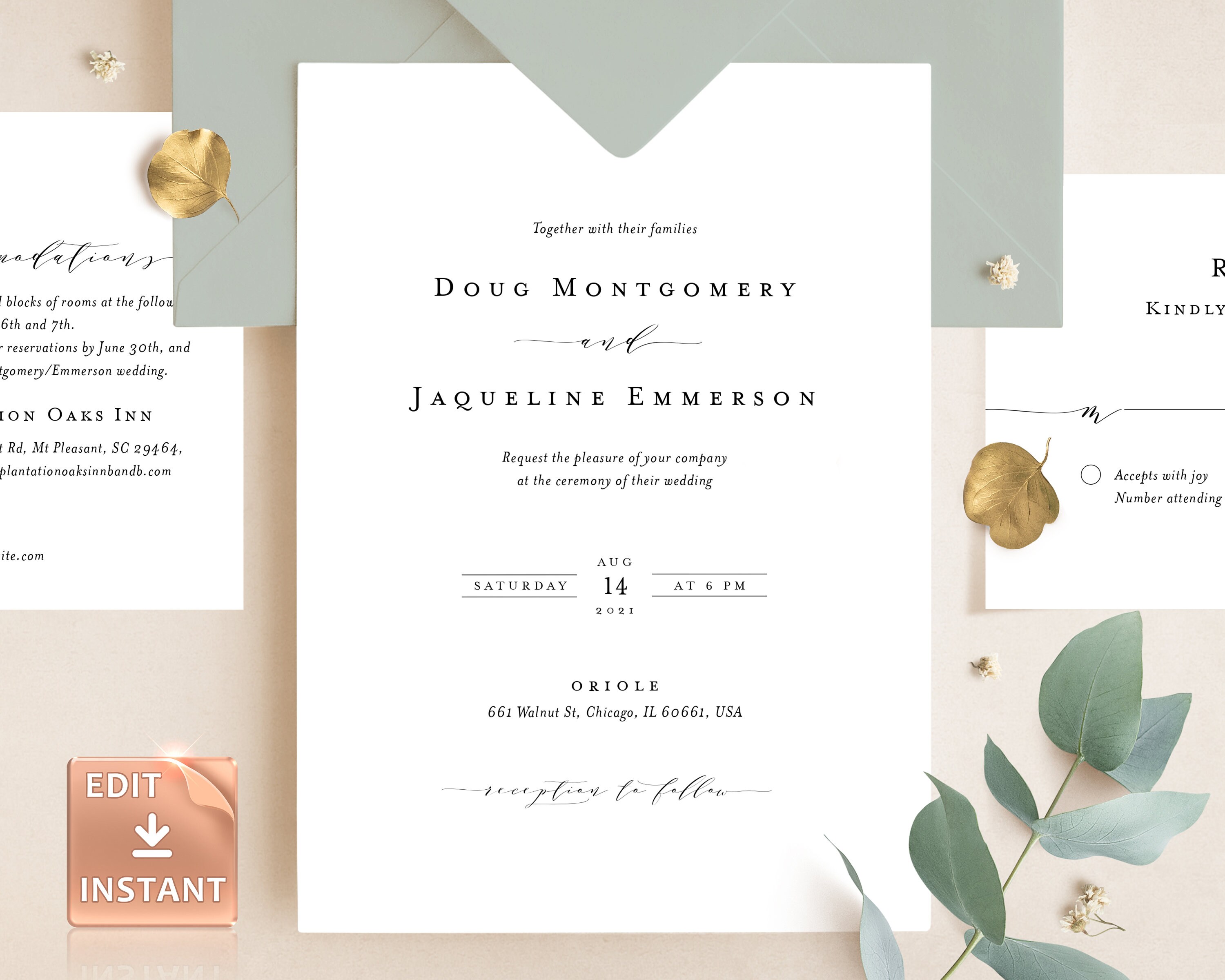 Blank High End Elegant Wedding Invitations