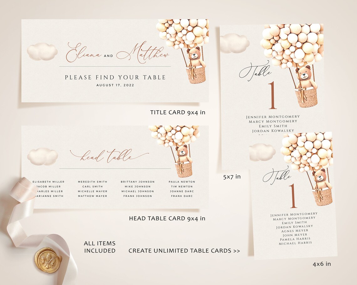 Bear Hanging Seating Board Brown Balloons Find Your Table | Etsy