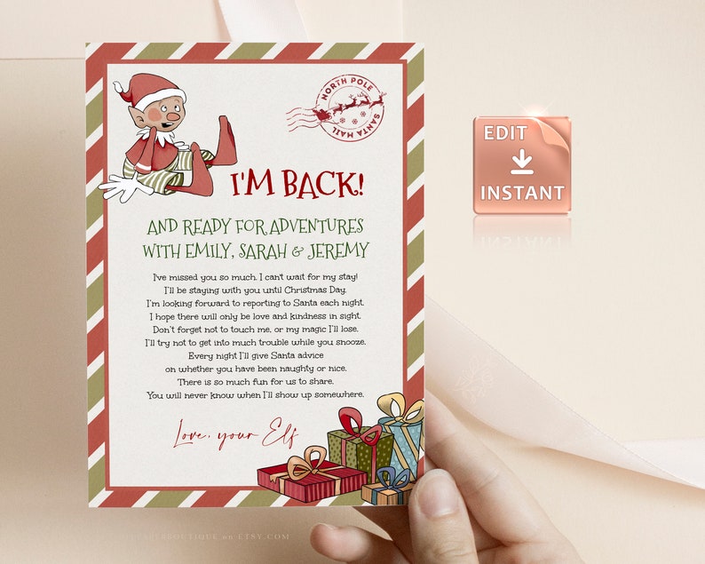 Printable Christmas Elf Letter to Kids From Elf Personalized - Etsy