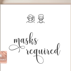 Masks Required Signs, Minimalist Custom Mask Sign, Social Distance Sign ...