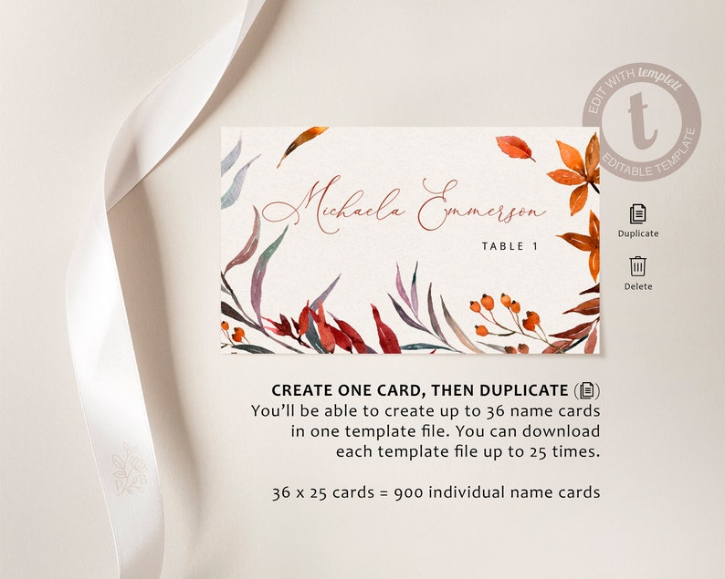 SIENNA Rustic Table Names Name Sign Name Cards Fall | Etsy