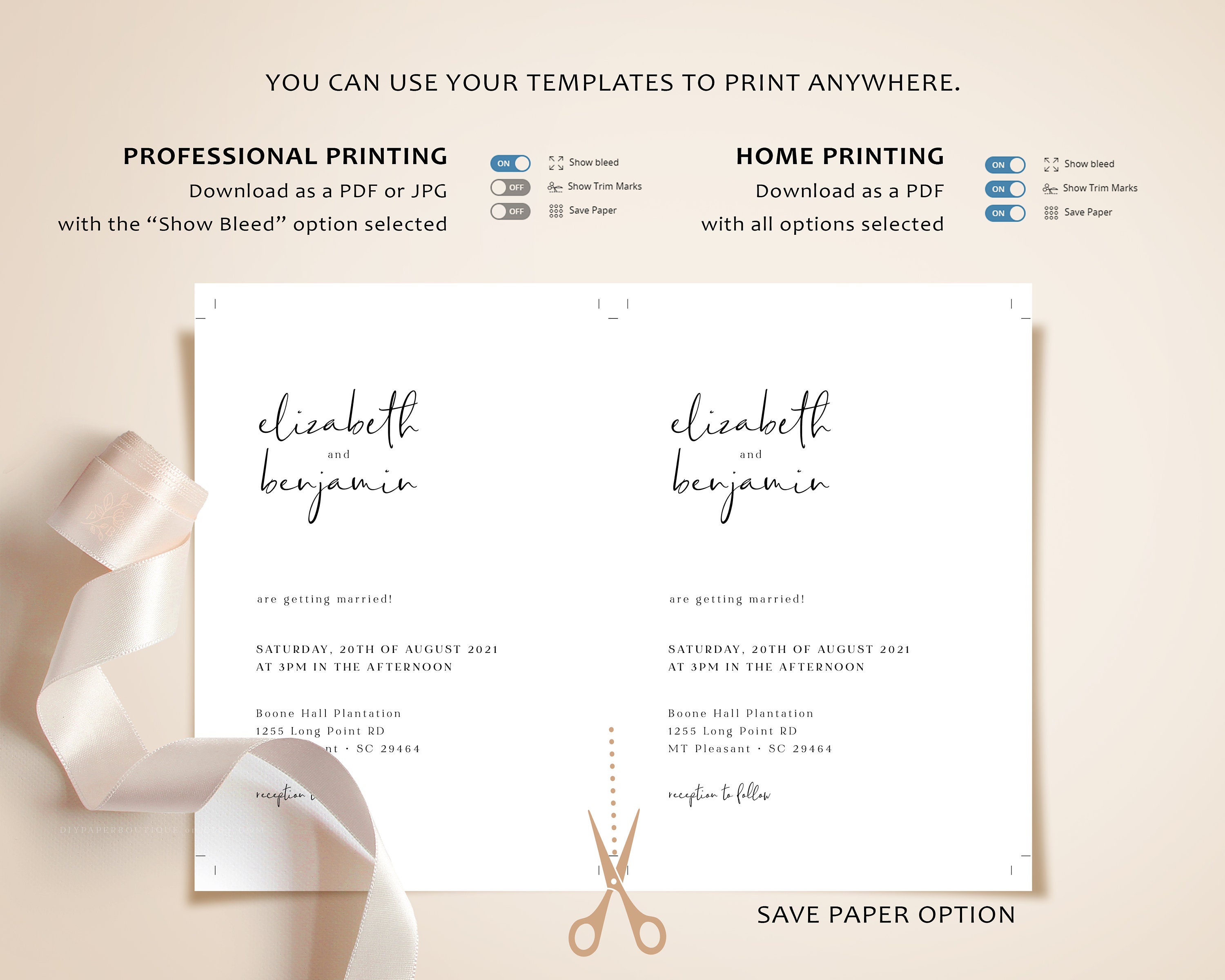 LYRIC Minimalist Wedding Invitation Template Calligraphy - Etsy