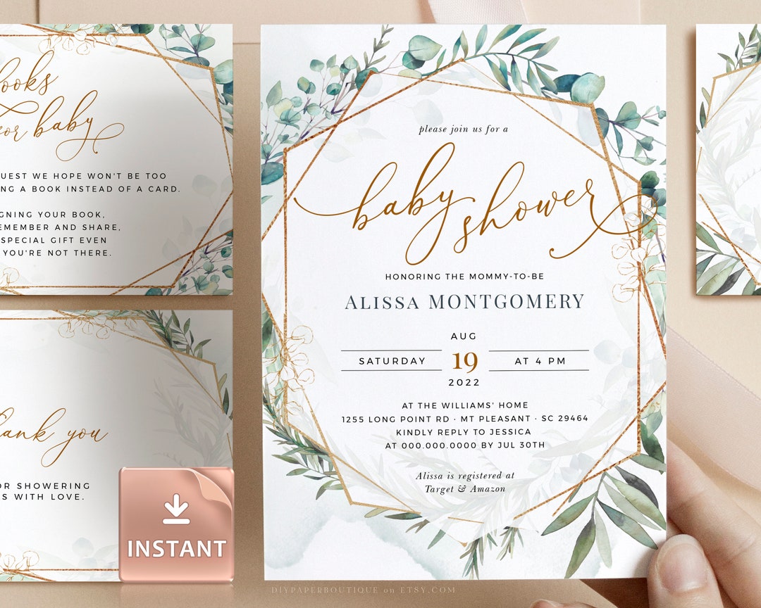 ROMA - Geometric Baby Shower Invitation, Printable Gender Neutral Baby ...