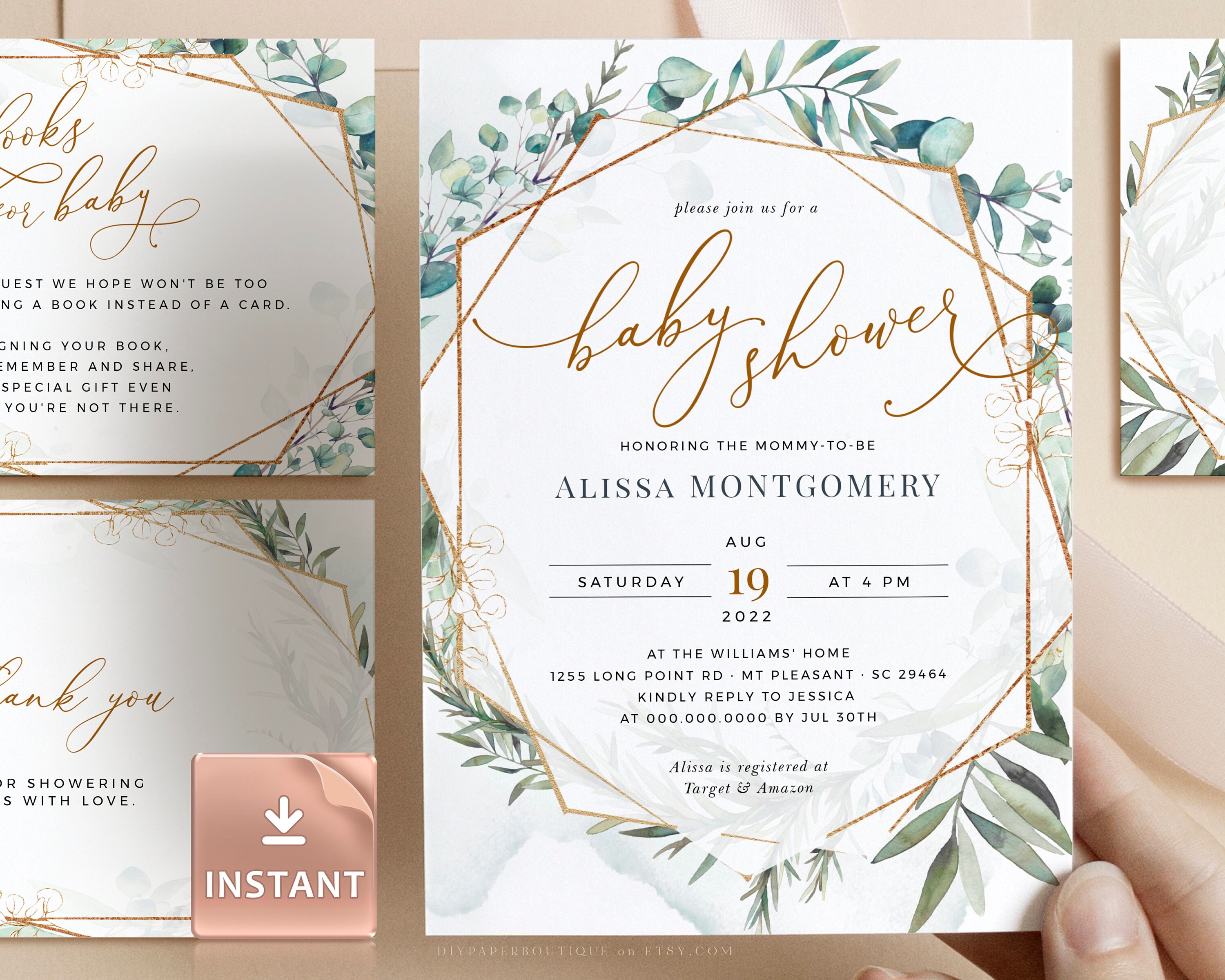 ROMA Geometric Baby Shower Invitation Printable Gender | Etsy