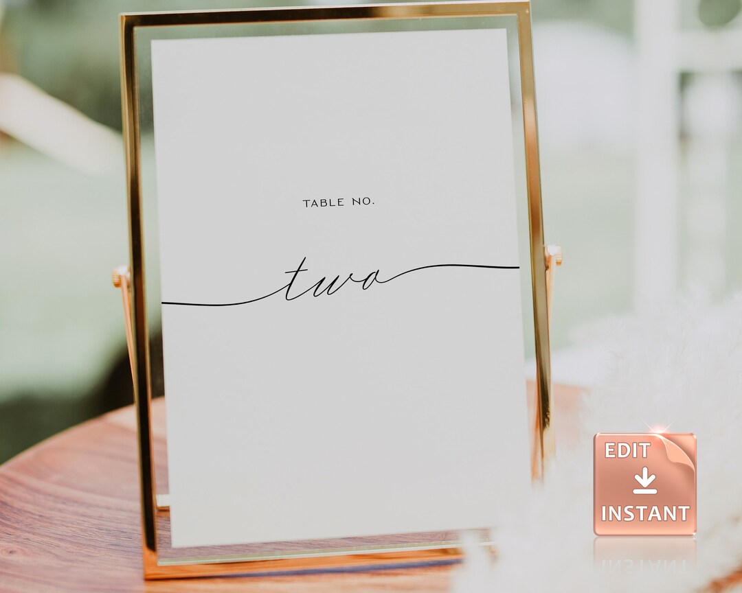 ELLE - Calligraphy Wedding Table Number Template, Simple Table Numbers ...