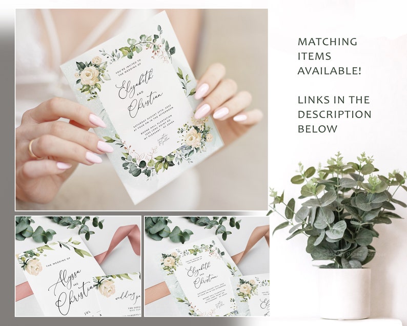 NEVE White Rose Menu Card Printable Greenery Wedding Menus - Etsy