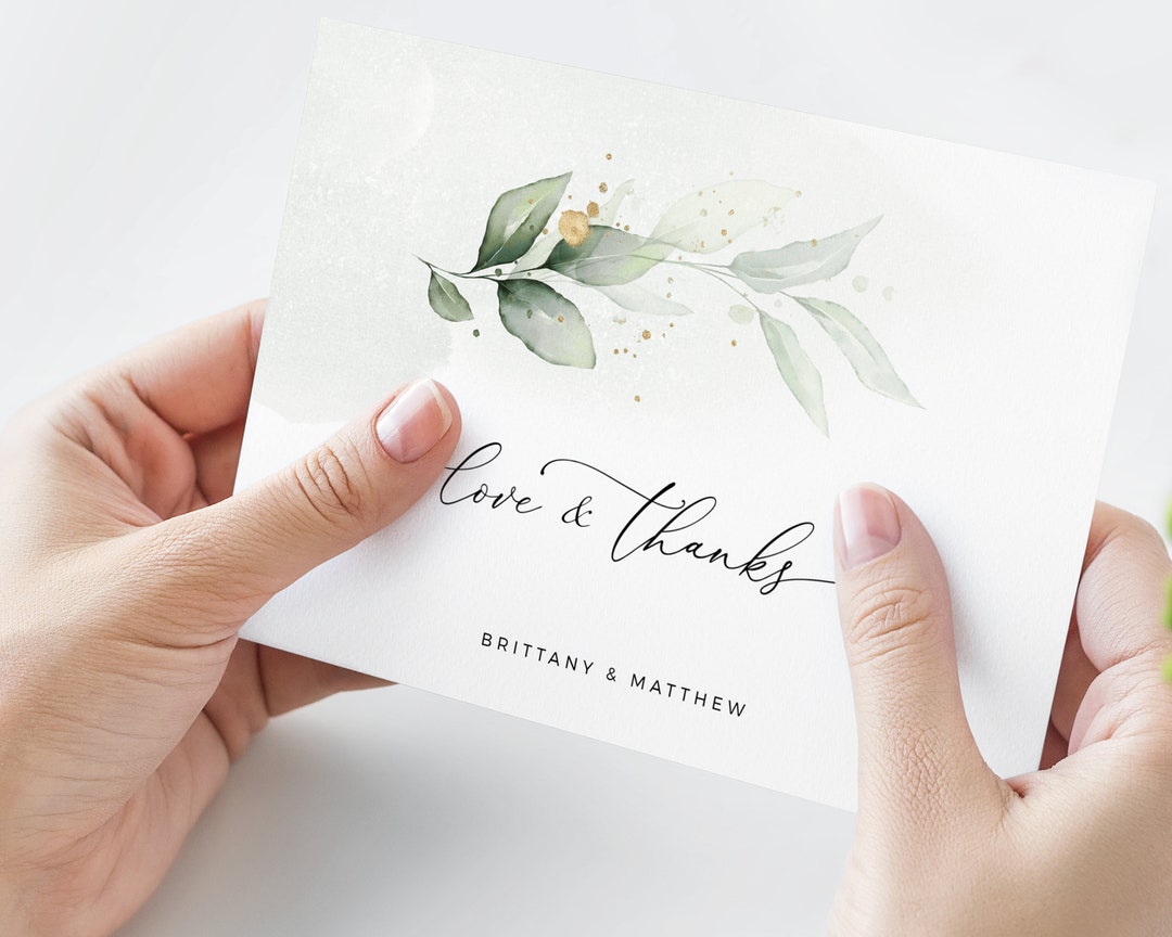 CLEO - Boho Printable Thank You Card, Eucalyptus Watercolor Greenery ...