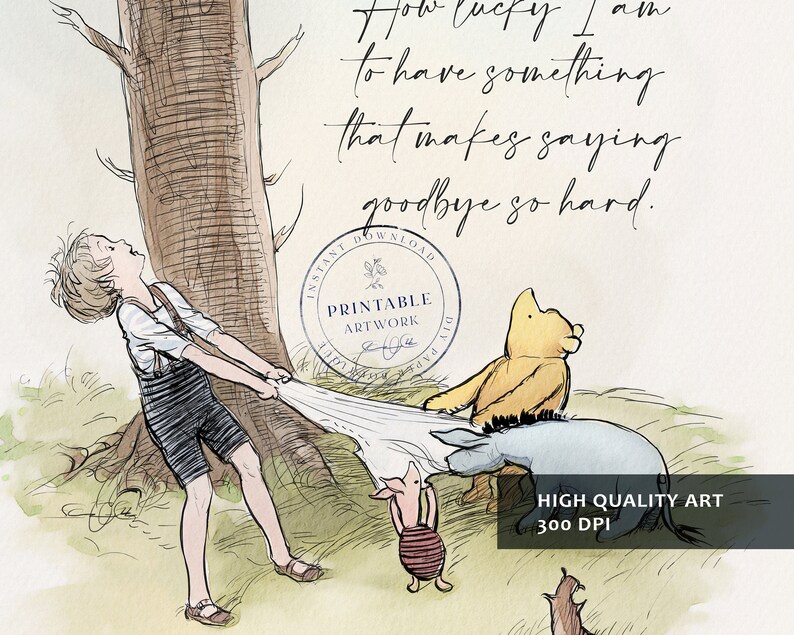 Winnie-the-pooh 'saying Goodbye' Printable Poster: Classic Nursery Art ...