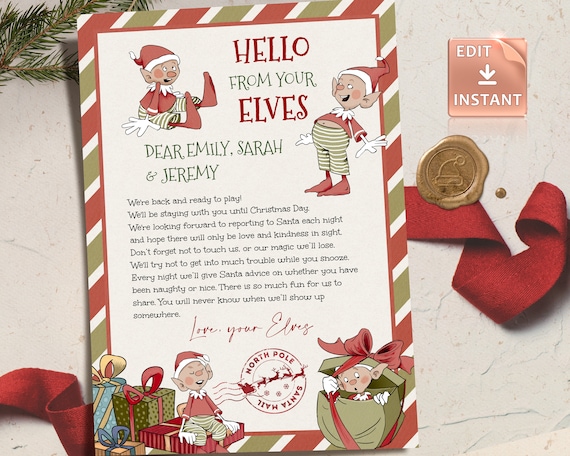 Elf Hello From Your Elves Editable Elf Letter Elf Arrival Elf - Etsy